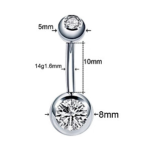 ZGWAUYYDS Belly Button Rings Surgical Stainless Steel for Women Pearl Belly Button Piercing Jewelry Barbell Stud Body Piercing (style 2)