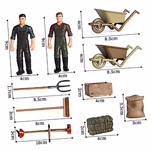 KOMBIUDA 12pcs Farm Accessories Model Sand Tray Miniatures Lawn Mower Accessories Cow Accessories Miniature Farmer Mini Mower Farm Playset Miniature Tools for Crafts Mini Farm Toys