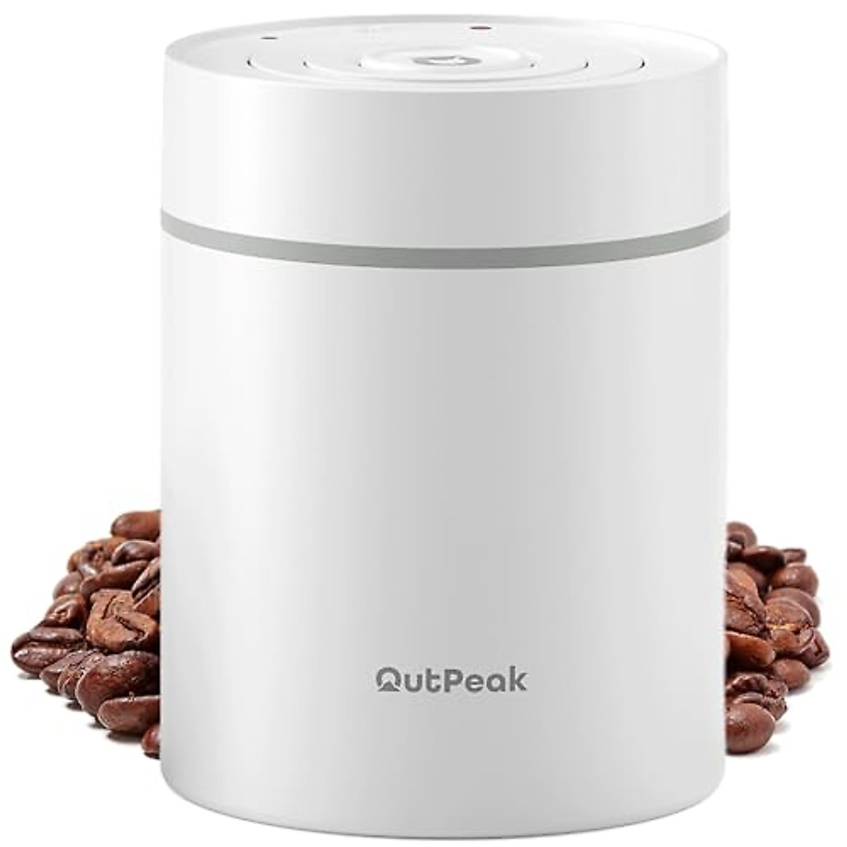 OUTPEAK Neo 2025 Kilo Auto Vacuum Coffee Canister, 1.5L Capacity for 17.6oz of Coffee Beans, One-Button Operation, Stainless Steel Coffee Storage Container for Barista, Gifting (Large, Pearl White)