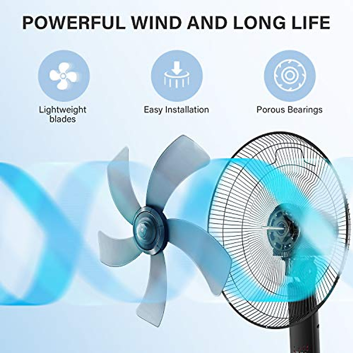 Simple Deluxe Pedestal Stand Fan with Remote Control for Indoor, Bedroom, Living Room, Home Office & College Dorm Use,3 Speed, Black, 16 Inch