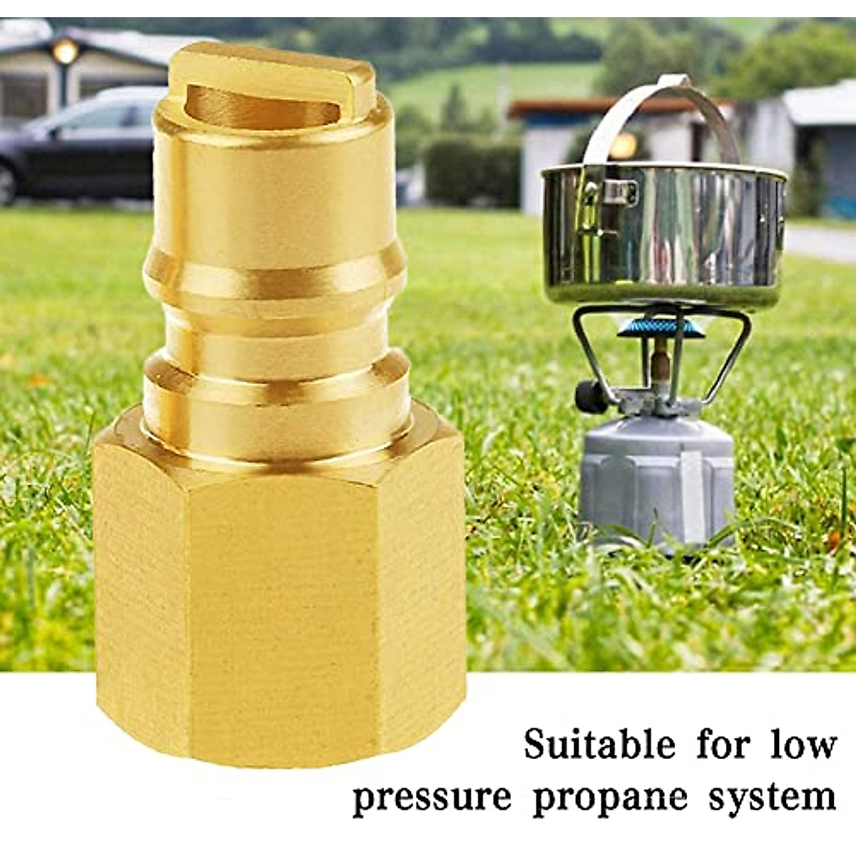 Joywayus 3/8" Brass Quick Connect Propane Fitting Adapter Male Plug x 3/8" NPT Female Thread for Propane BBQ Grill/Heater/Fireplace/RV Trailer (Pack of 2)