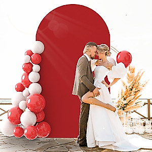Red Arch Cover Spandex Circle Arched Cover 7.2FT for Round Top Arch Covers Backdrop Fabric for Event Banquet Wedding Balloon Arch Cover Unique Arch Backdrop for Bridal Baby Shower Party Decorations