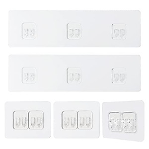 HAPY SHOP 8 Pack Adhesive Hooks Sticker Strong Shower Caddy Adhesive Hooks Replacement Nail Free Transparent Adhesive Pad No-Trace Wall Stick Adhesives Hook for Bathroom Shower Caddy Corner Shelf