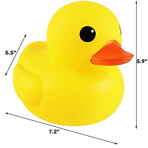 CICITOYWO Yellow Rubber Ducks, Preschool Large Bath Toys Bathtub Floating Squeaky Duckies Gift for Baby Shower Infants Kids Toddler Party Decoration, 7.2 inches (Large)
