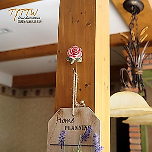 OPENDGO 3PCS Rose Resin Wall Hooks Wall Mounted Creative Flower Iron Hook for Hanging Coat/Hat/Key/Towel/Handbag Hooks/Hangers Room Wall Decor