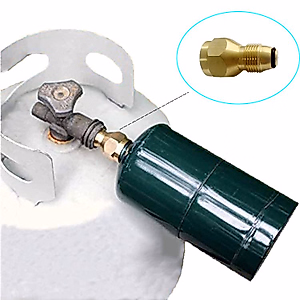 Chinshwehaw Propane Refill Adapter Lp Gas Cylinder Tank Coupler Heater Camping Hunt Fill 1lb Propane Tank from 20lb Propane Air Tank QCC1 Adapter POL Inflation Connector Tank Easy to Use, Solid Brass