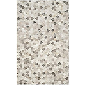 SAFAVIEH Studio Leather Collection 8' x 10' Ivory/Grey STL217A Handmade Mid-Century Modern Leather Area Rug
