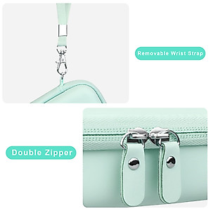 Canboc Hard Carrying Case for JADENS D110 Label Maker Machine, Portable Bluetooth Label Printer Box, Zipper Mesh Bag fits Label Paper and Charging Cord, Green