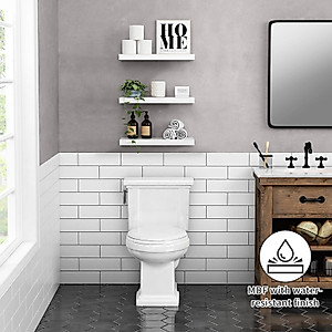 Forbena White Floating Shelves for Bedroom Books Set of 3, Small Wall Bookshelves for Small Spaces, Invisible Wall Mounted Bookshelf for Bathroom Towels, Living Room Decor, Plants, Shoes