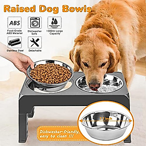 URPOWER Elevated Dog Bowls 4 Height Adjustable Raised Dog Bowl with 2 Stainless Steel Dog Food Bowls Non-Slip Dog Bowl Stand Adjusts to 3.2”, 8.7”, 10.2”, 11.8” for Small Medium Large Dogs and Pets