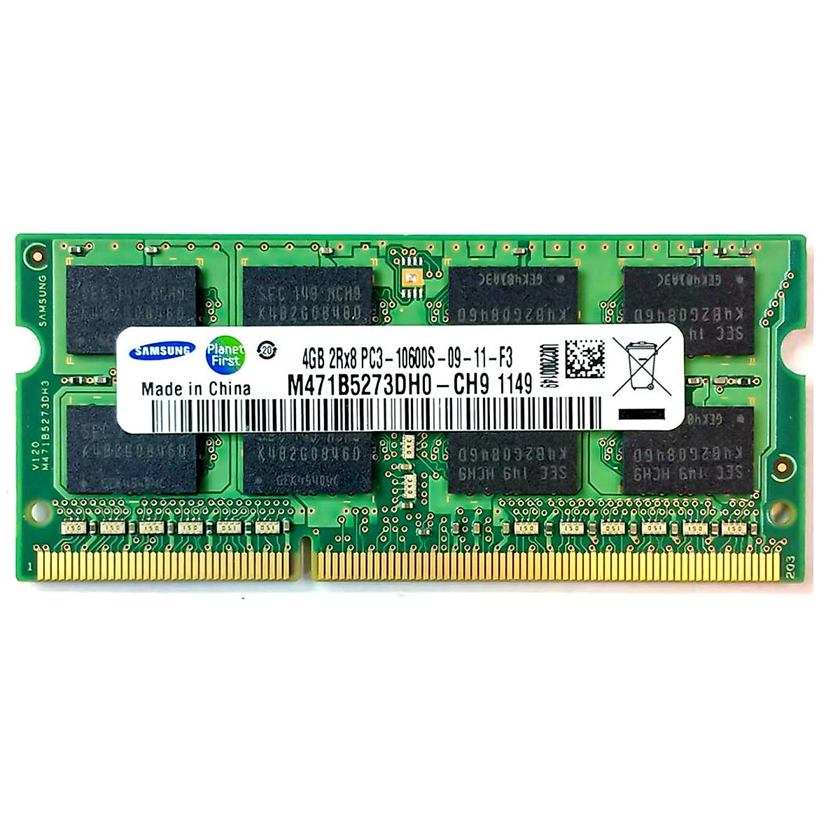 4GB (1X4GB) DDR3 1333MHZ PC3-10600 2Rx8 1.35V 204-PIN NON-ECC SODIMM Samsung M471B5273DH0-CH9 Laptop PC AIO Memory