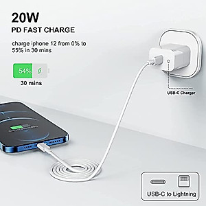 iPhone Fast Charger Block,[Apple MFi Certified] 2Pack 20W Wall Charger Plug with USB C to Lightning Cable 6ft,iPhone Charging Power Adapter Cube Brick for iPhone 14 Pro Max/13 Pro/12 Mini/12/11,iPad