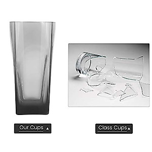 Top-spring 12 Oz Reusable Plastic Water Tumblers, Stackable Shatterproof Clear Drinking Glasses, BPA Free, Set of 6 (12 Oz, Gray)