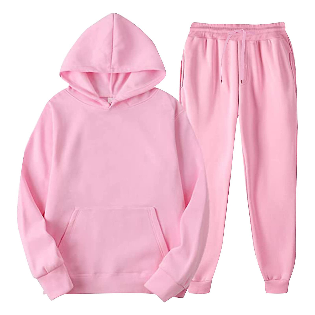 Unisex Hoodies Tracksuit Sweatsuits for Women Set Mens 2 Piece Hooded Sweatshirts and Sweatpant Set Print Sweatsuits A1-Pink, X-Large