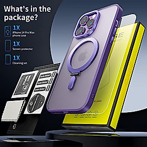 niufoey for iPhone 14 Pro Case with Magnetic Invisible Stand [Compatible with Magsafe] Shockproof Slim Translucent Matte Cases for iPhone 14 Pro 6.1 Inch,Deep Purple