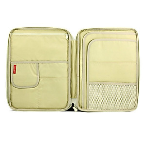 A4 Document Bags Portfolio Organizer-Multi-Functional Waterproof Travel Business Office Meeting Briefcase File Folder Case Zippered Note Pouch for Pads, Planners,13 inch Notebooks, Pens(Pink)