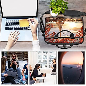 Eiffel Tower Sunset Laptop Computer Bag Waterproof Shoulder Messenger Bag 13-15 inch Durable Laptop Tote Bag with Shoulder Strap Handle Lightweight Crossbody Briefcase