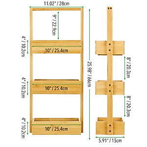 mDesign Free-Standing 3-Tiered Shelf for Bathroom, Wood Bamboo Storage Rack Room Decor Shelves - Decorative Organizer Bins for Bath Towels, Hand Soap, and Toiletries - Natural