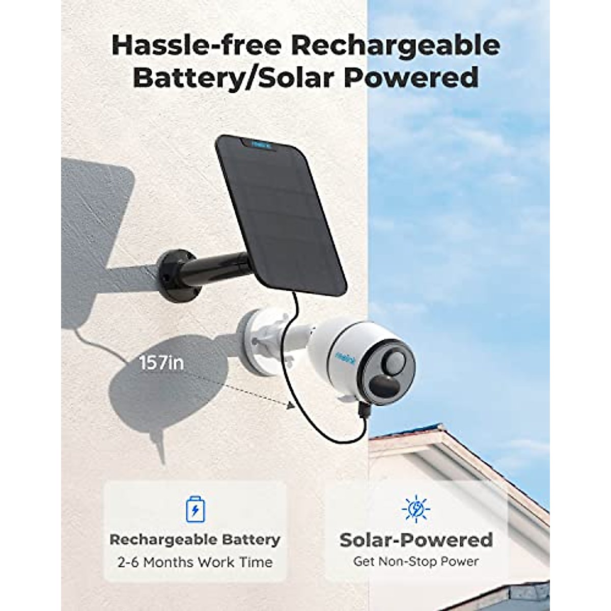 REOLINK 4G LTE Cellular Security Camera Outdoor, Wireless Solar Powered Rechargeable Battery, 4MP Night Vision, Smart Person/Vehicle Detection, Time Lapse, No WiFi Needed, Go Plus with Solar Panel