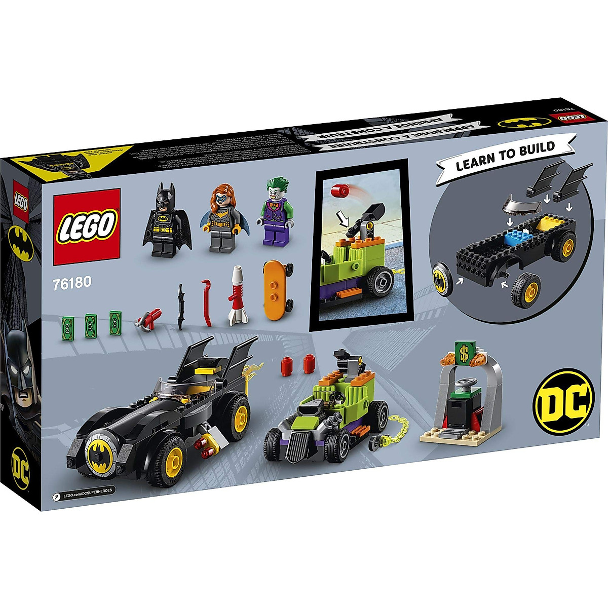 LEGO DC Batman: Batman vs. The Joker: Batmobile Chase Building Toy; Includes Batman, Batgirl and The Joker Minifigures Plus Buildable Batmobile and Hot Rod, New 2021 (136 Pieces), Multi Color