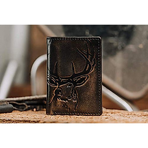 House of Jack Co. DEER Trifold Wallet For Men | Hand Burnished Full Grain Leather | Mens Trifold Wallet | Deer Wallet | Outdoorsman Gift
