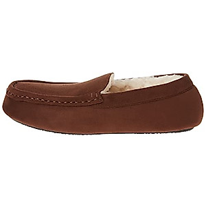 Amazon Essentials Men's Moccasin Slipper, Dark Toffee Brown Microsuede, 9