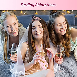 MEANT2TOBE 29th Birthday Sash and Tiara for Women - Fabulous Set: Glitter Sash + Stars Rhinestone Pink Premium Metal Tiara for Women, 29th Birthday Gifts for 29th Birthday Party