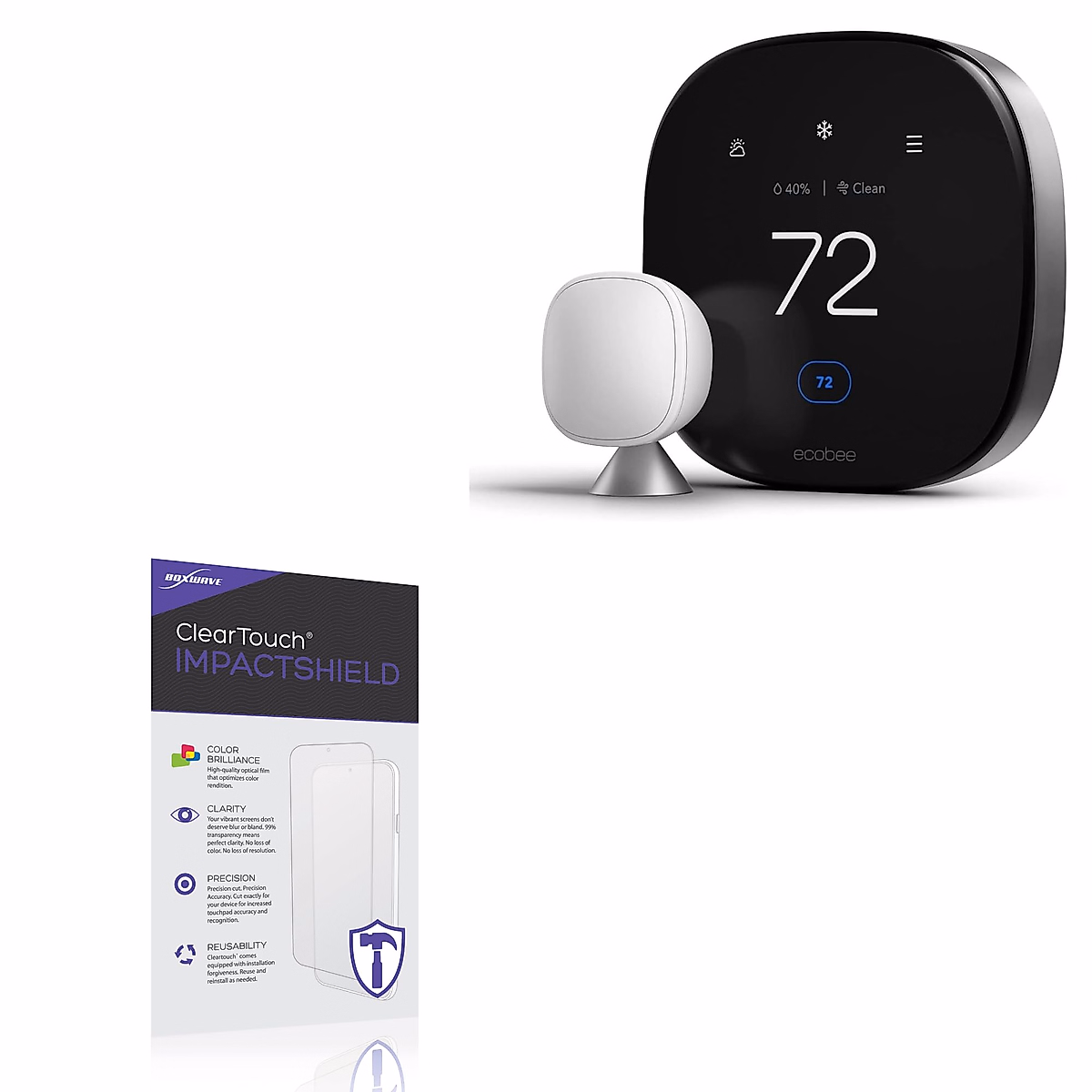 BoxWave Screen Protector Compatible with Ecobee New Smart Thermostat Premium - ClearTouch ImpactShield (2-Pack), Impenetrable Screen Protector Flexible Film