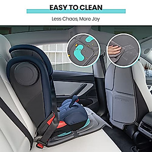 HEYTRIP Car Seat Protector, 2 Packs, Rear-Facing/Forward Facing Car Seat Mat for 0~12 Years Old Children, Waterproof, Easy Cleanup, Non-Slip, Fit Most Car Seats(Light Grey Blue)