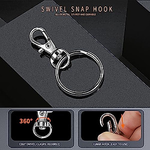 40PCS Metal Swivel Snap Hooks with Key Rings, LEOBRO 20PCS Small Lobster Claw Keychains Clasps and 20PCS Large Key Chain Ring for Keychain Clip, Lanyard, Key, Jewelry Making, Art Crafts, Silver