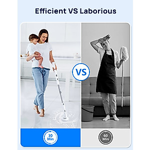 Homyeko Electric Spin Scrubber for Bathroom, Scrubber Cleaning Brush, Shower Scrubber with Long Handle, Power Scrubber Brush for Tub, Floor, Car Wheel, Tile Cleaning, 5 Replaceable Brush Heads