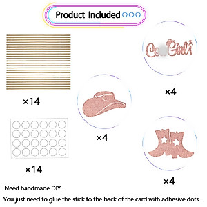 12 Pieces Western Cowgirl Centerpiece sticks, Western Cowgirl Party Table Topper, West Cowgirl Themed Party Decorations, Western Bachelorette Party Suplies Rose Gold