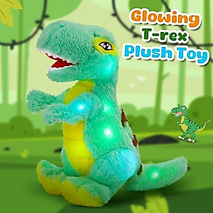 Glow Guards Light up T-Rex Dinosaur Stuffed Animal,Soft Dinosaur Plush Toy with LED Night Lights Glow in The Dark,Birthday Children's Day Gifts for Toddler Kids,14''