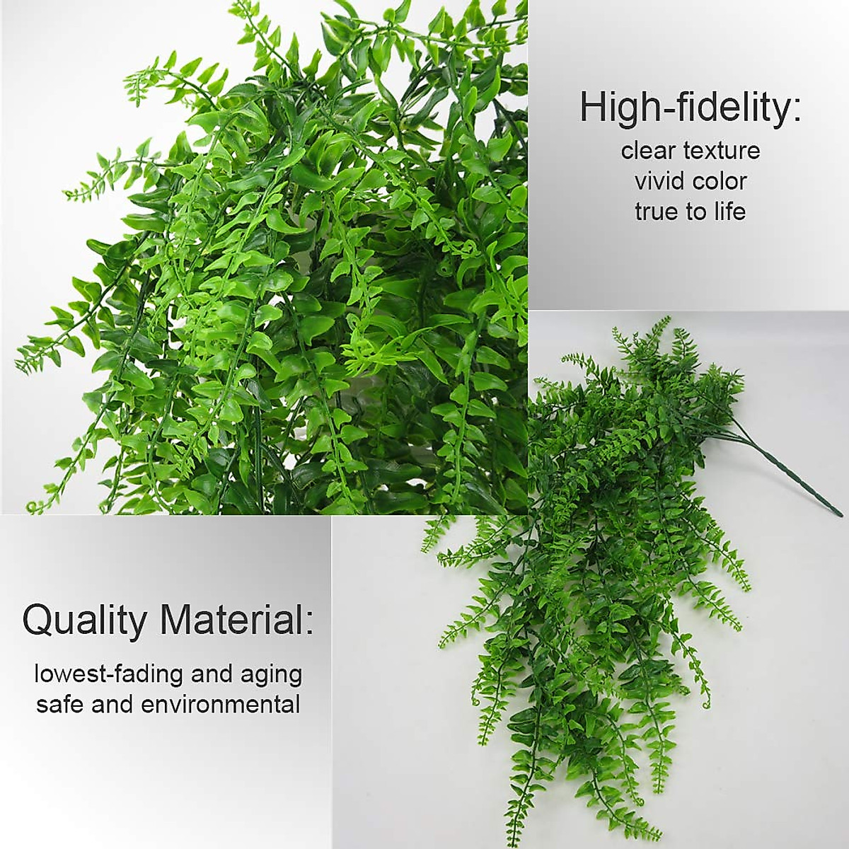 GBESTWOOW Fake Fern Artificial Hanging Ferns Outdoor Faux Hanging Greenery Plant Indoor UV Resistant Plastic Plants for Wall, Wedding Party, Holiday Decor-2Pcs