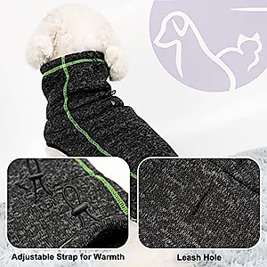 cyeollo Dog Sweater Fleece Coat High Collar Warm Doggie Turtleneck Lightweight Cozy Jacket Pullover Dog Clothes Pet Vest with Leash Hole for Small Dogs, Grey