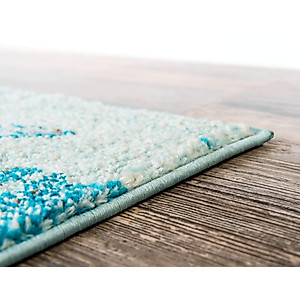 Unique Loom Positano Collection Coastal Modern Fish Light Blue Area Rug (5' x 8')