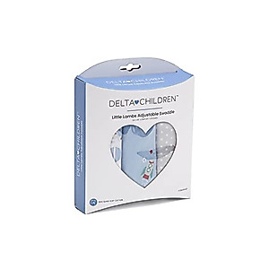 Delta Children Little Lambs Adjustable Swaddle Wrap - 100% Cotton - Size Small/Medium, Fits Babies 0-3 Months/7-14 lbs, 3-Pack, Boy, Blue