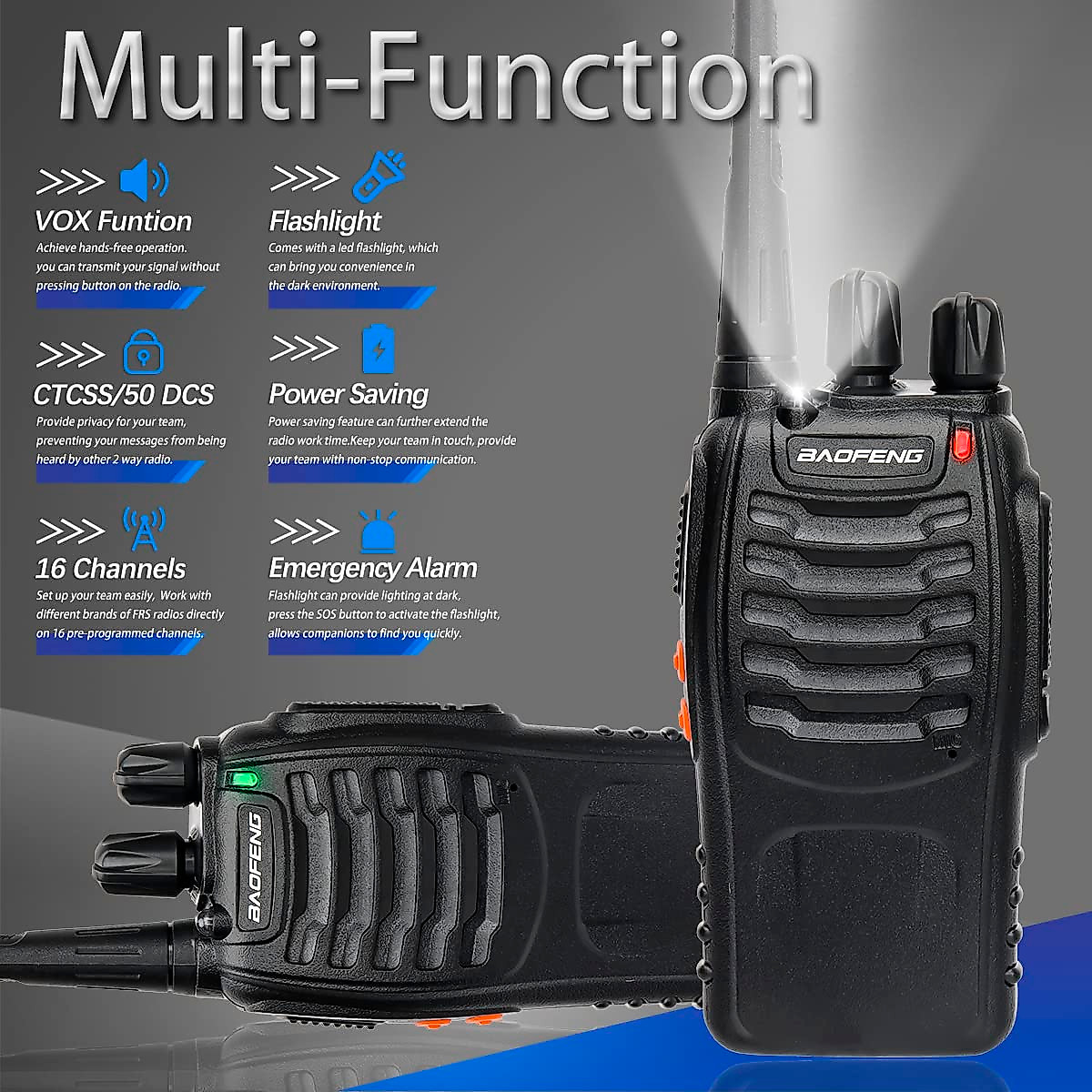 Walkie Talkies Long Range for Adults Rechargeable walkie Talkie Baofeng 2 Way Radio with Air Acoustic Tube Earpiece UHF Handheld Transceiver Walky Talky with Flashlight Battery USB Charger(4 Pack)