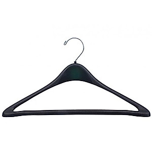 NAHANCO H19RH 19" Concave Plastic Suit Hanger with Round Hook (Pack of 100), Black
