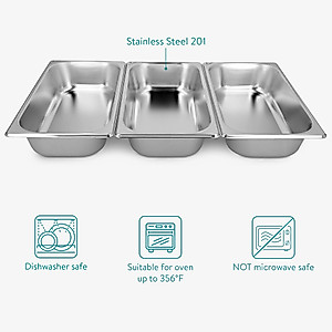 Navaris Breading Trays Set - 3 Medium Stainless Steel Pans for Preparing Bread-Crumb Dishes, Panko, Schnitzel, Coating Fish and Marinating Meat