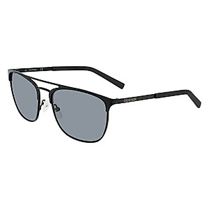 Calvin Klein Men's CK20123S Square Sunglasses, Matte Black/Solid Smoke, One Size