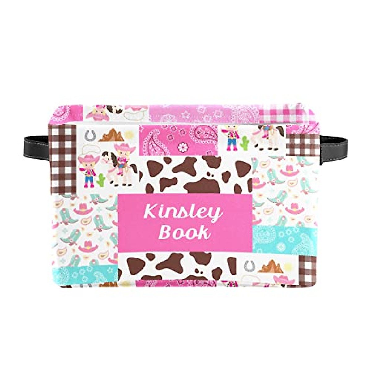 Storage Baskets Western Cowgirl Cartoon Storage Baskets for Organizing, Foldable Storage Baskets for Shelves, Fabric Storage Bins with Handles 1 Pack