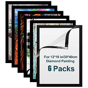 6 Pack Diamond Painting Frames, Frames for 12x16in/30x40cm Diamond Painting Canvas, Diamond Painting Frames for Diamond Painting Display and Protection, Home Wall Office Decor