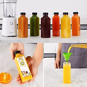 The Buyer Choice 144pcs 16oz Plastic juice containers with lids Bulk Reusable juice Bottles for juicing with Black Tamper Evident Lids, Disposable Empty Clear Bulk Beverage Containers for smoothies