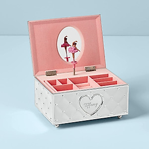 Lenox Personalized Childhood Memories African American Ballerina Jewelry Box, Custom Engraved Musical Jewelry Organizer, My First Jewelry Box for Kids, Children, Little Girls