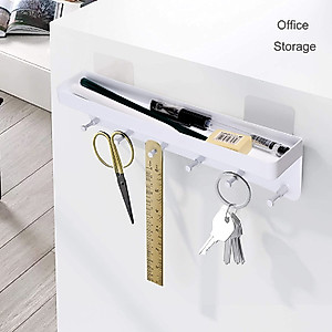 HAYAN Key Holder for Wall, Wall Mount Mail Key Hanger Organizer Shelf, Key Hooks Rack, Small Key Hanger for Home Entryway, Hallway, Kitchen, Office - White