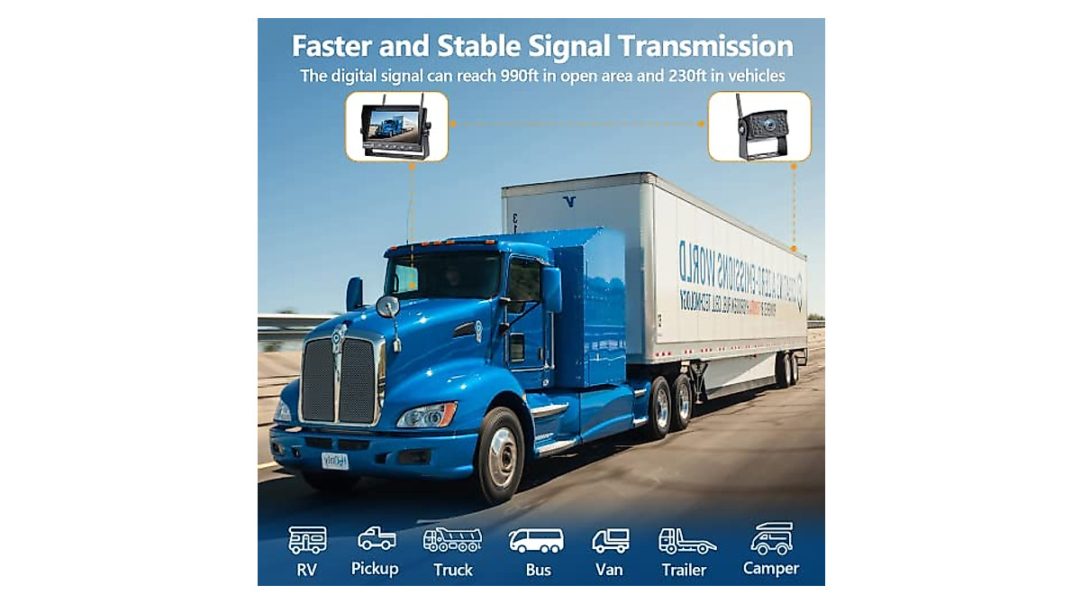 VASTEND 7" Wireless RV Backup Camera HD 1080P Stable Signal