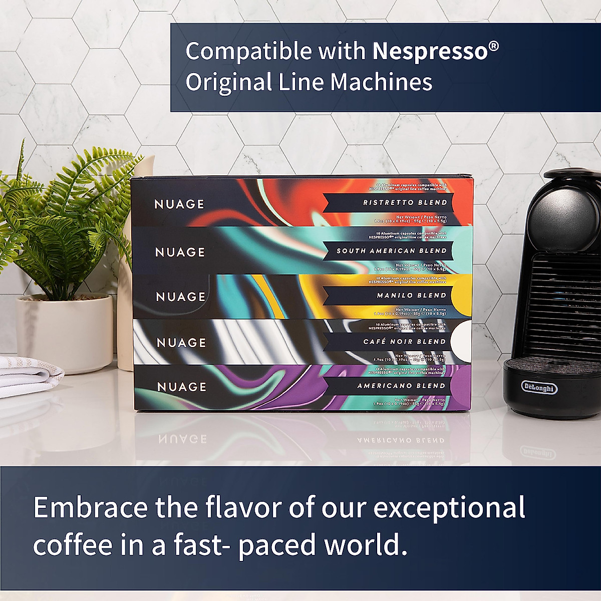 Nuage Coffee | Americano Medium-Dark Roast | Compatible With OriginalLine Nespresso Machines | Aluminum Espresso Coffee Pods | 50 Pods (5 Pack) | Not Vertuo Compatible