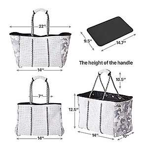 Large Neoprene ,Waterproof Shoulder ，Multipurpose beach bag Tote for Travel Beach Gym Swimming(L,White)