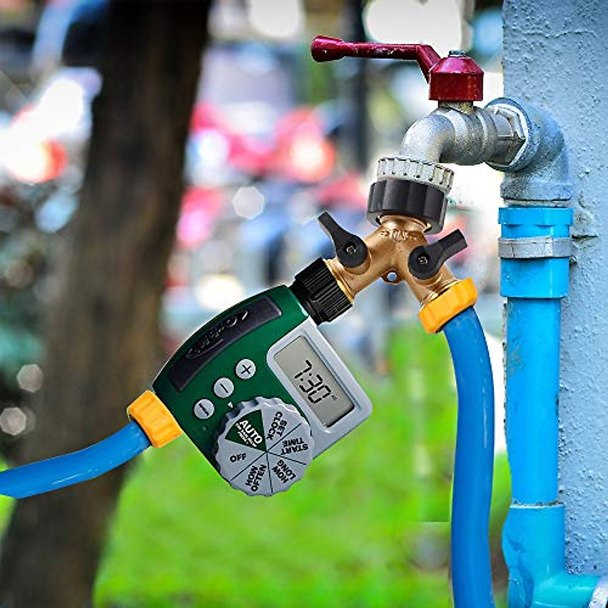 Heavy Duty Garden Faucet Splitter Hose Splitter with Shut-Off Valves Garden Hose Splitter Y Splitter Connect Faucet for Outdoor Garden Irrigation Watering Suitable for All American Thread 3/4